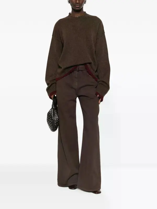 UMA WANG Distressed-effect Ribbed-trim Sweater