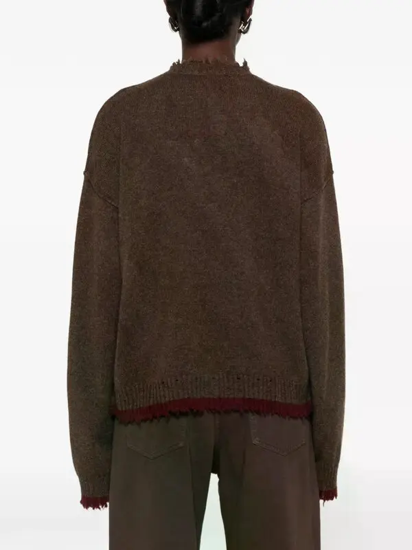 UMA WANG Distressed-effect Ribbed-trim Sweater
