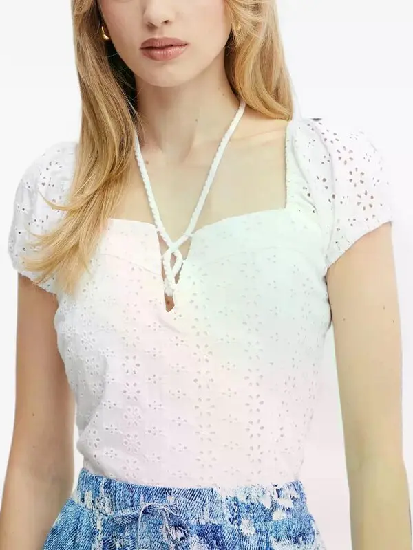 Guess Broderie Anglaise Lace-up Top