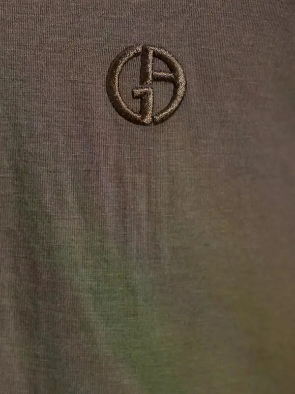 Giorgio Armani Embroidered-logo T-shirt - Brown