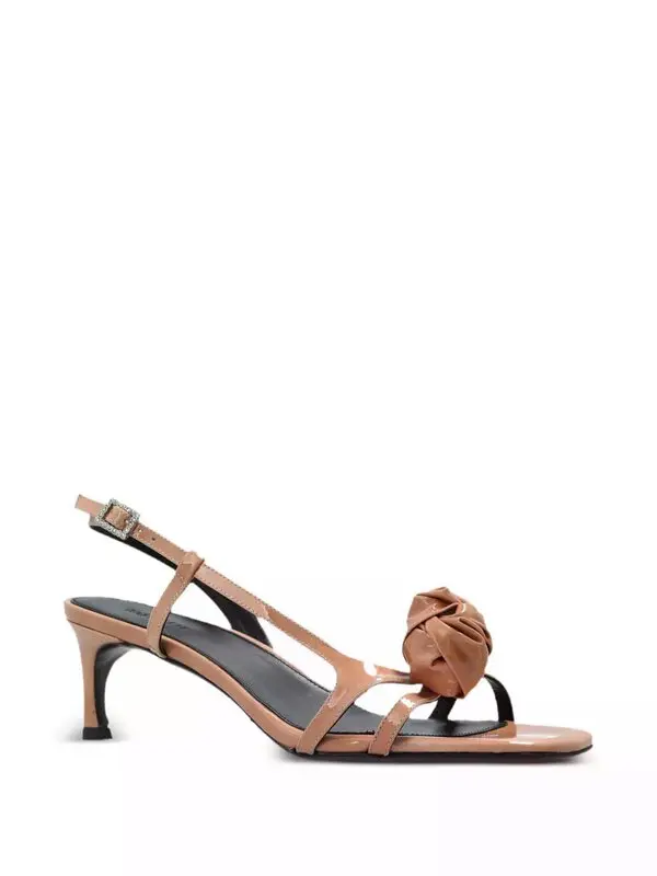 ROTATE BY BIRGER CHRISTENSEN Patent Leather Rose Detail Sandals - Neutrals
