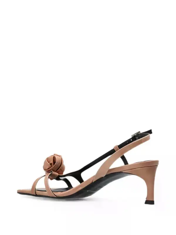 ROTATE BY BIRGER CHRISTENSEN Patent Leather Rose Detail Sandals - Neutrals