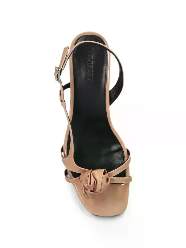 ROTATE BY BIRGER CHRISTENSEN Patent Leather Rose Detail Sandals - Neutrals