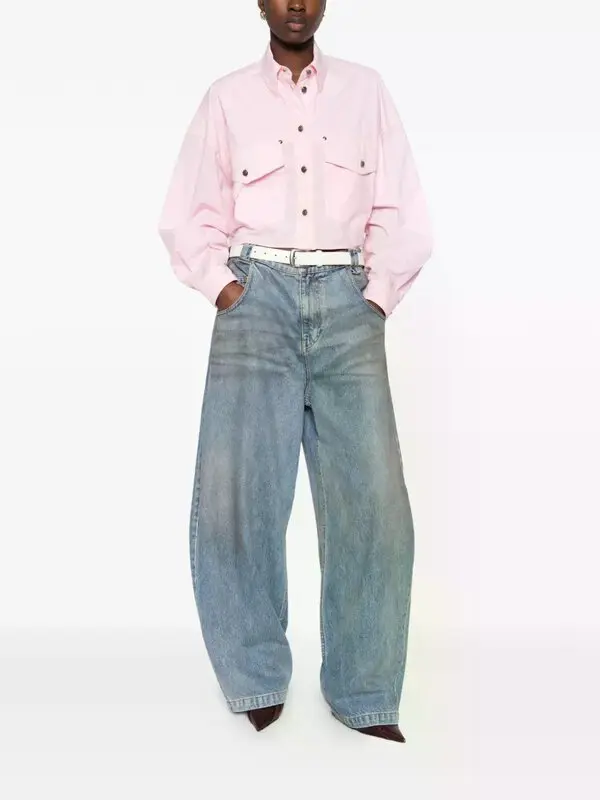 Versace Cotton Poplin Cropped Shirt With Medusa Buttons - Pink