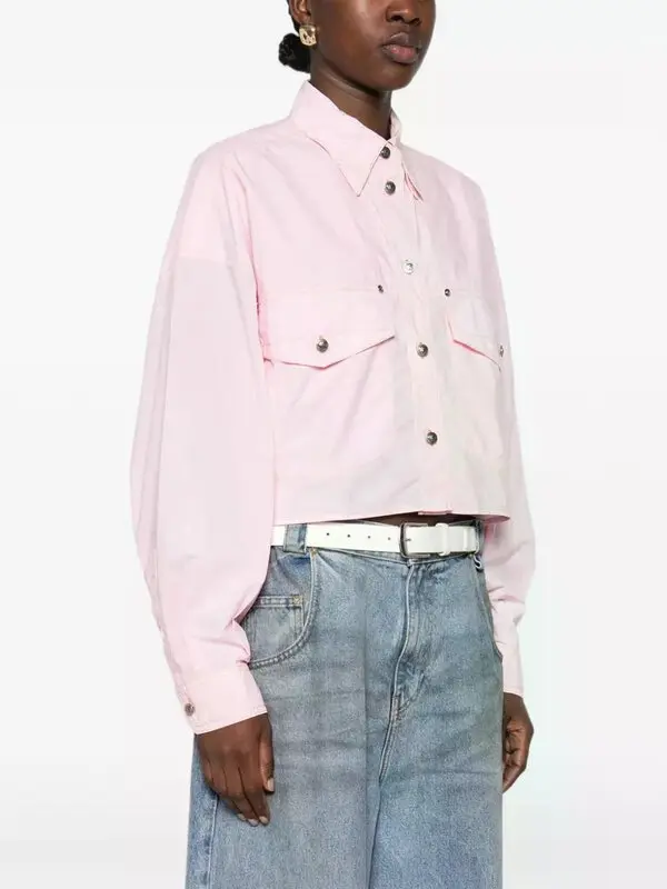 Versace Cotton Poplin Cropped Shirt With Medusa Buttons