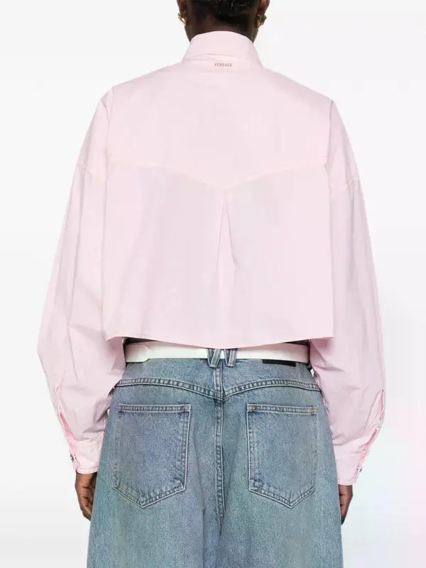 Versace Cotton Poplin Cropped Shirt With Medusa Buttons