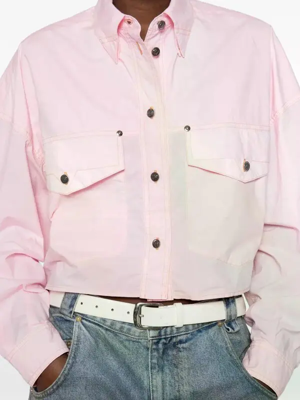 Versace Cotton Poplin Cropped Shirt With Medusa Buttons