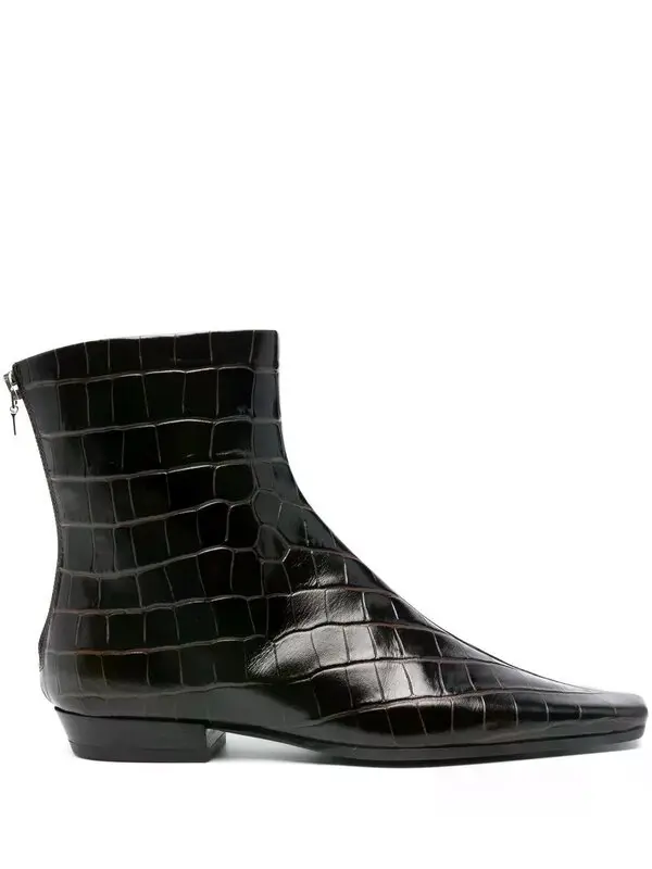 TOTEME The Western Crocodile-effect Boots - Brown