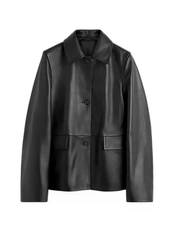 TOTEME Grained Leather Jacket With Button Front