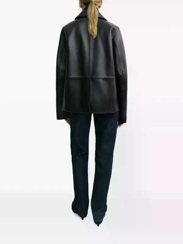 TOTEME Grained Leather Jacket With Button Front