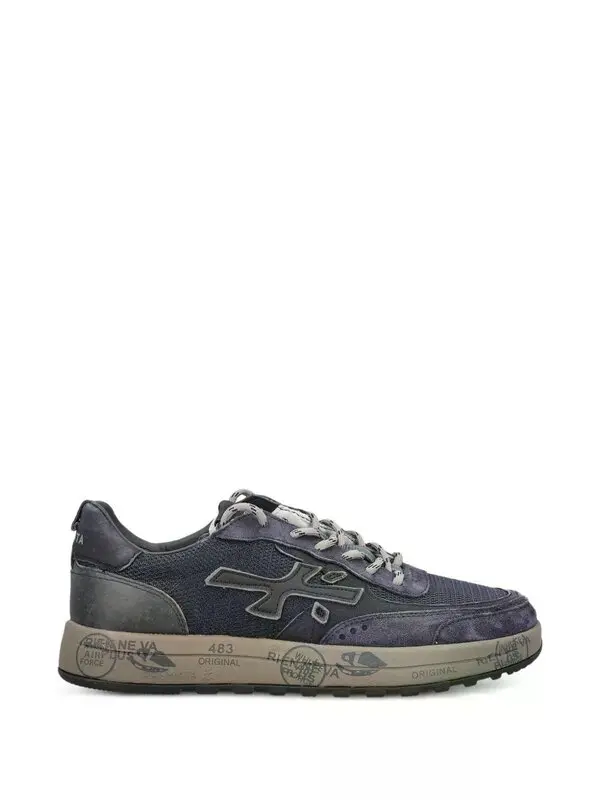 Premiata Navy Paneled Lace-up Sneakers