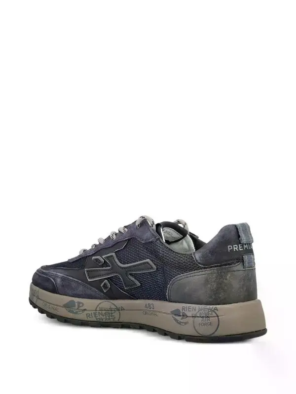 Premiata Navy Paneled Lace-up Sneakers