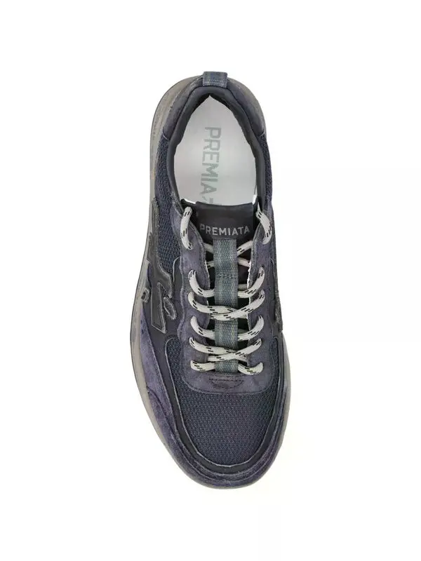 Premiata Navy Paneled Lace-up Sneakers