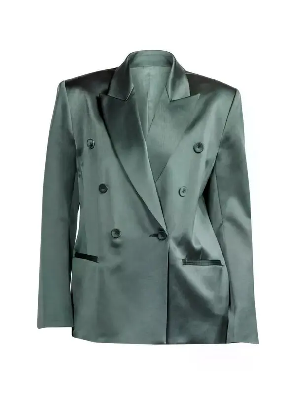 THE SEI Double-breasted Satin Blazer