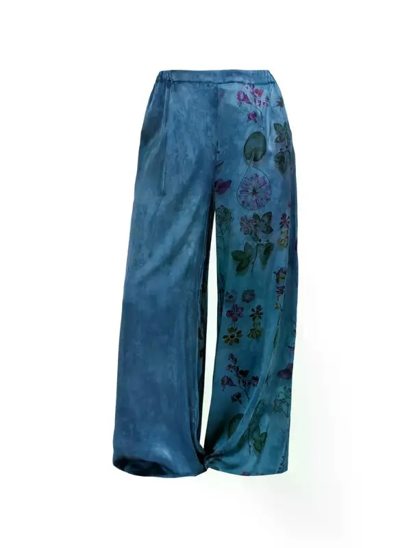 Avant Toi Floral-print Palazzo Pants - Blue