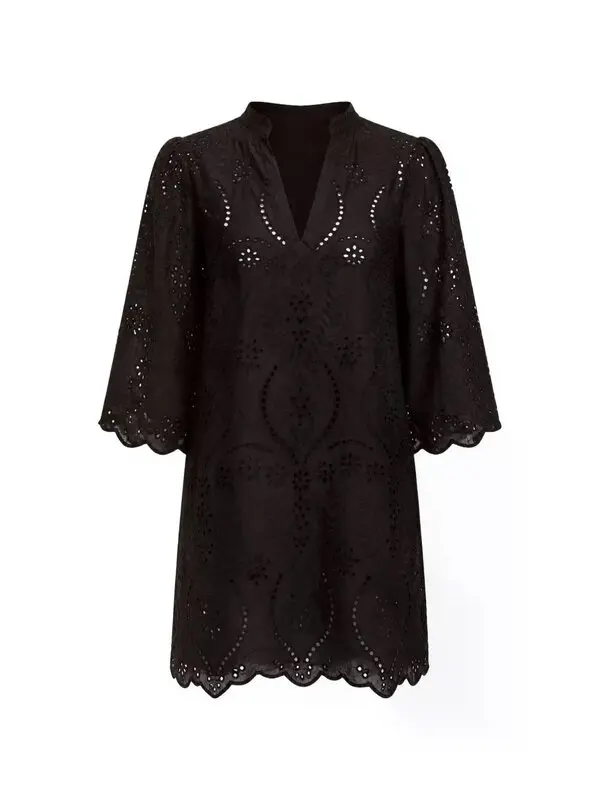 Natalie Martin Maria Broderie Anglaise Mini Dress - Black