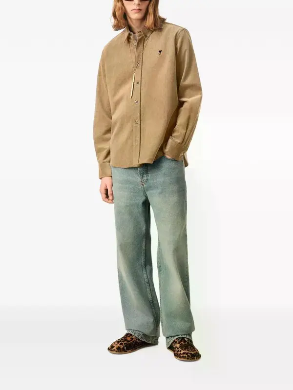 AMI Paris Corduroy Shirt With De Coeur