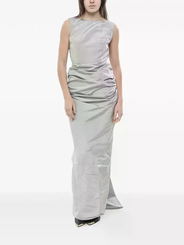 SUPER BLOND Ruched Silk Maxi Dress - Grey