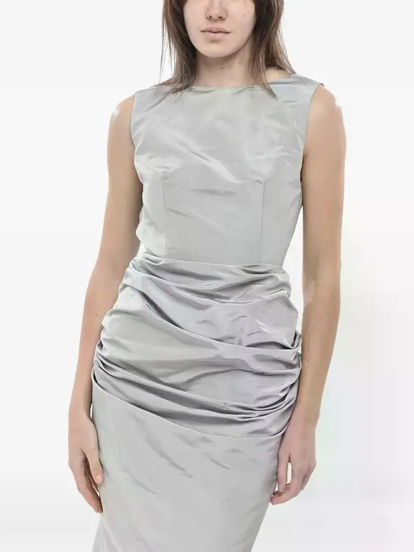 SUPER BLOND Ruched Silk Maxi Dress