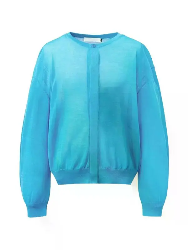 AMOMENTO Sheer Ribbed-trim Cardigan