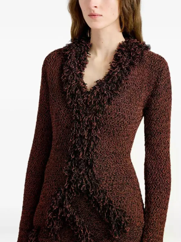 Proenza Schouler Textured Jacquard Nilo Top With Fringe Trim - Brown