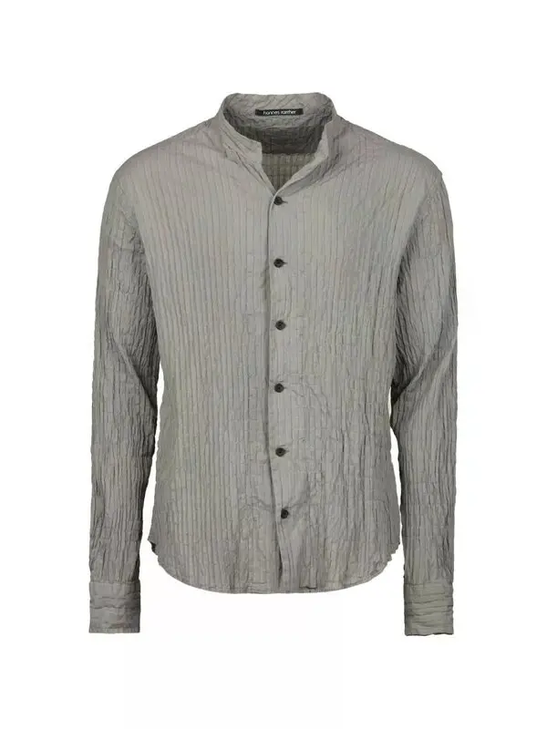 HANNES ROETHER Crinkled-finish Band-collar Shirt