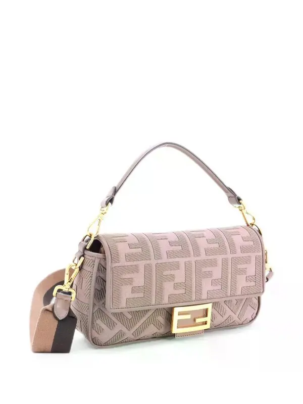Fendi Baguette Nm Bag Zucca Embroidered Canvas Medium Shoulder Bag