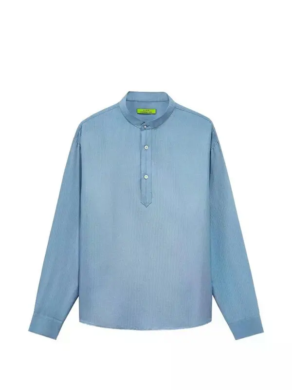 Shanghai Tang Herringbone-weave Silk Shirt