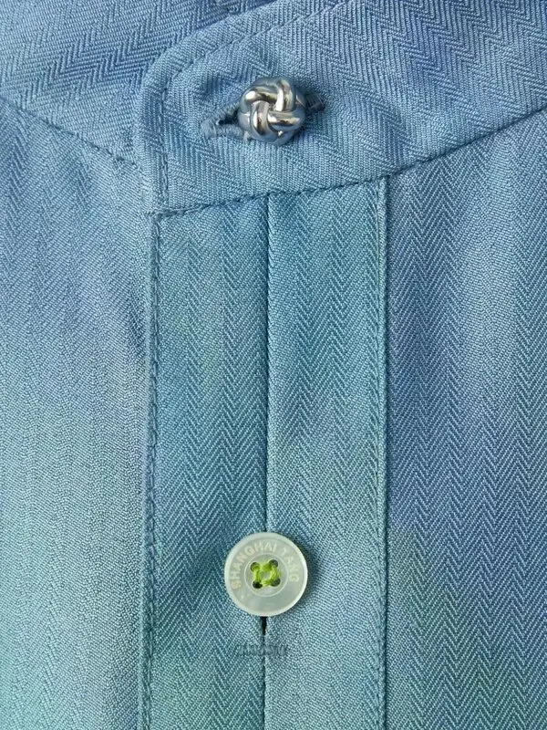 Shanghai Tang Herringbone-weave Silk Shirt