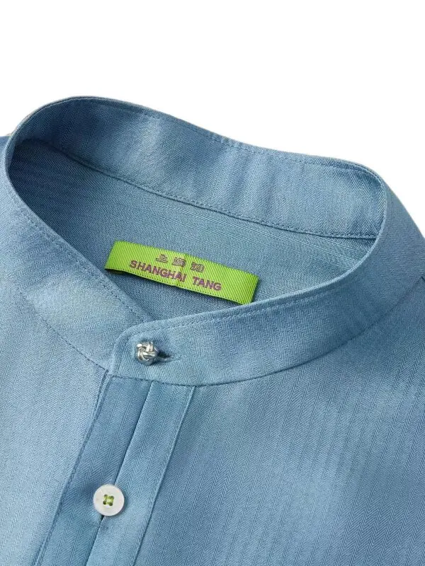 Shanghai Tang Herringbone-weave Silk Shirt