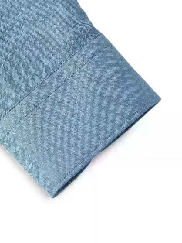 Shanghai Tang Herringbone-weave Silk Shirt