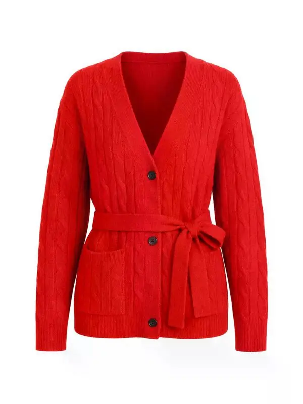 NILI LOTAN Tirza Cable-knit Cardigan - Red