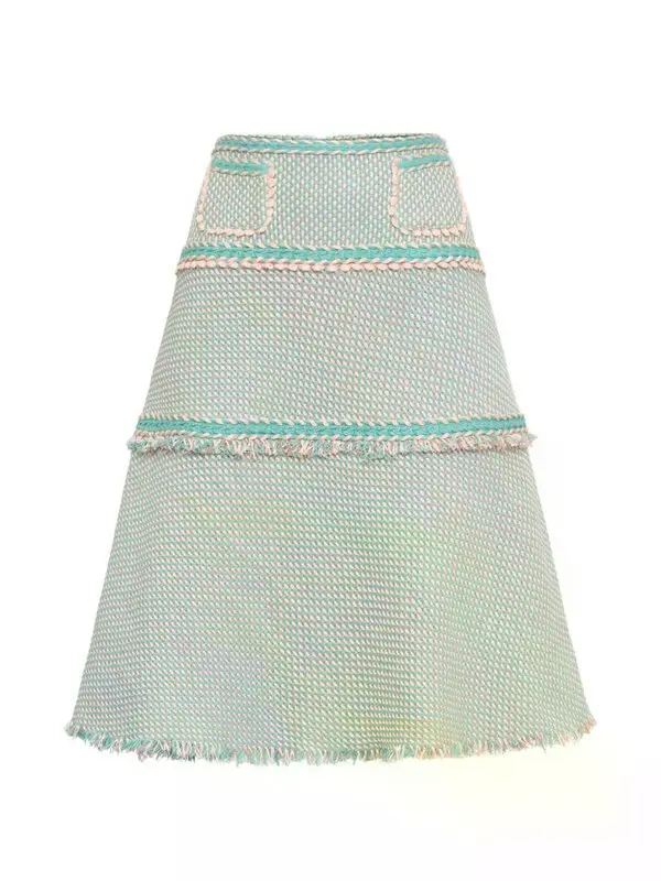 MAISON COMMON Bouclé Frayed-edge A-line Skirt - Green