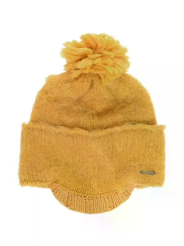 Dsquared2 Ribbed Knit Pom-pom Visor Beanie - Yellow