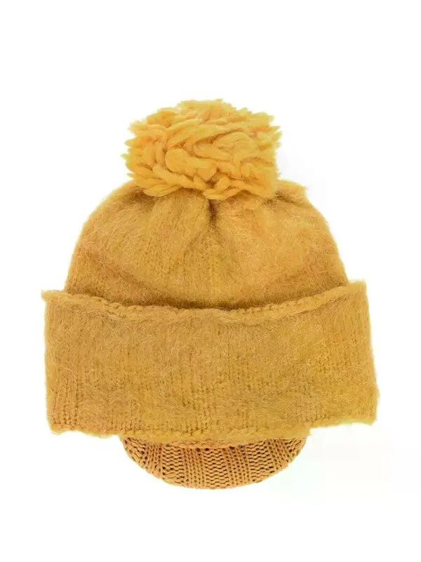 Dsquared2 Ribbed Knit Pom-pom Visor Beanie