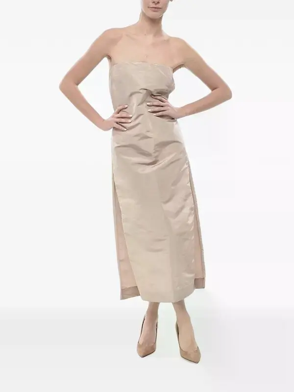 SUPER BLOND Strapless Side-slit Midi Dress - Pink