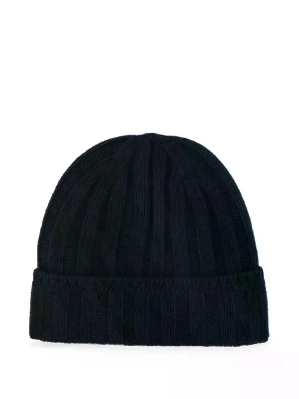 VANISE Ribbed-knit Cashmere Beanie Hat - Blue