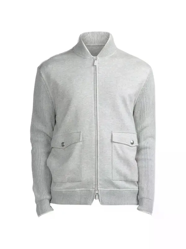 Eleventy Ribbed-knit Panelled Jacket