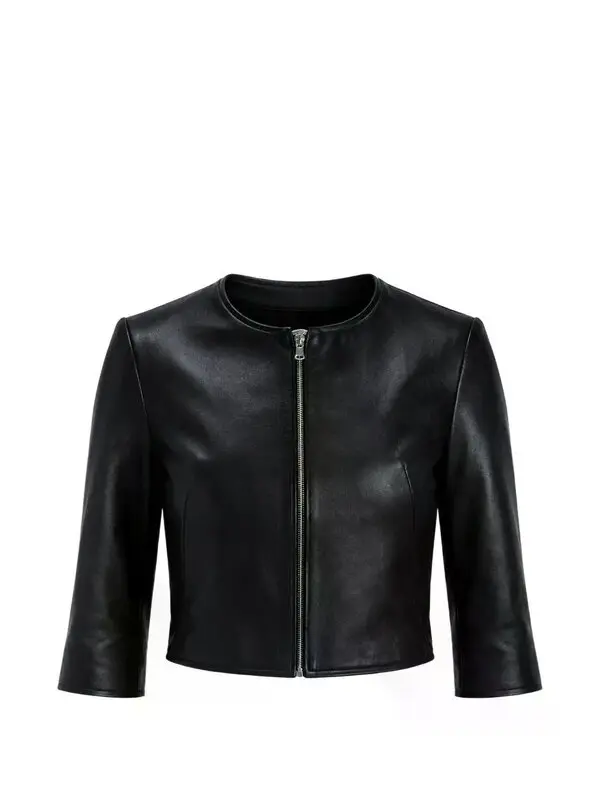 SUSAN BENDER Round Neck Leather Jacket