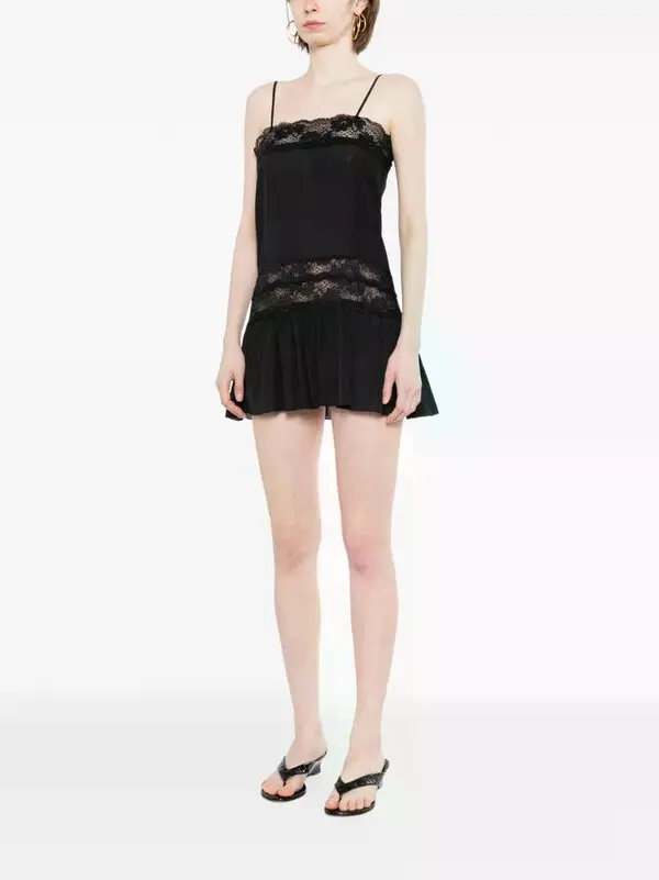 AYA MUSE Lace Trimmed Tiered Mini Dress