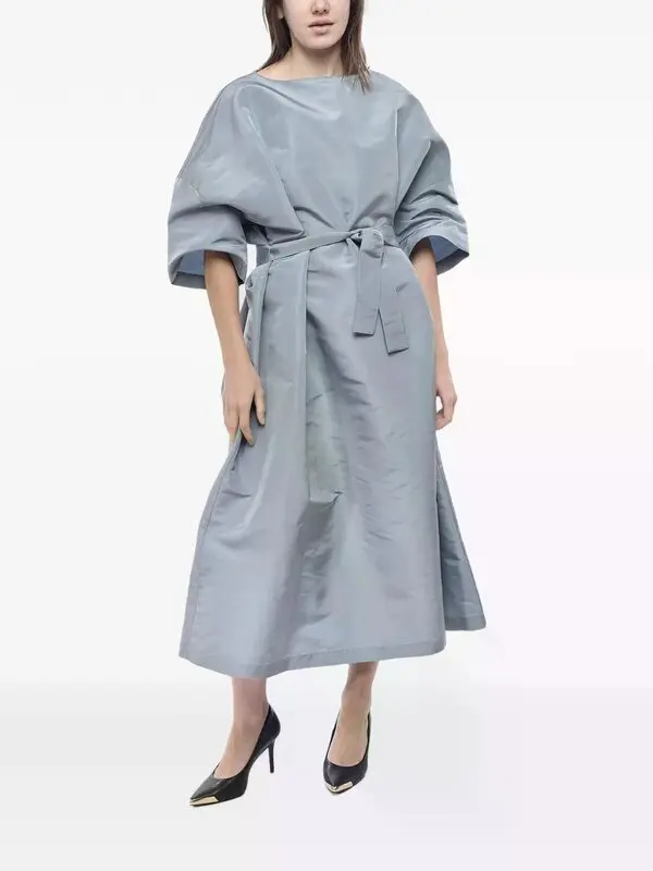 SUPER BLOND Belted Silk-organza Midi Dress - Blue