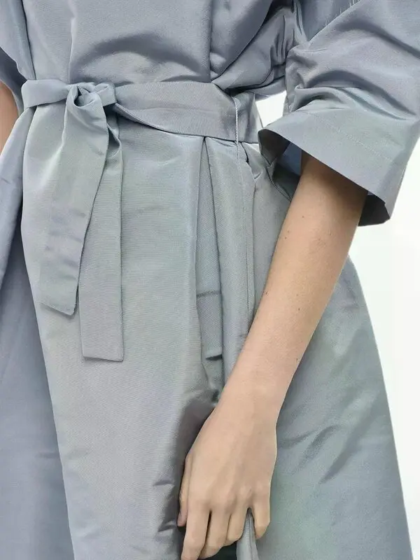 SUPER BLOND Belted Silk-organza Midi Dress - Blue
