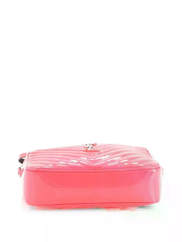 Saint Laurent Camera Bag Matelassé Chevron Patent Small Crossbody Bag - Pink
