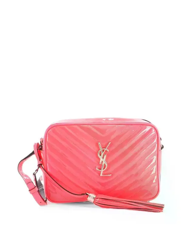 Saint Laurent Camera Bag Matelassé Chevron Patent Small Crossbody Bag - Pink
