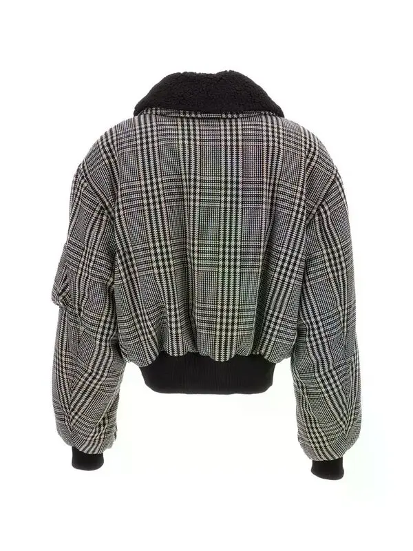 Stella McCartney Houndstooth Check Faux Fur Collar Jacket