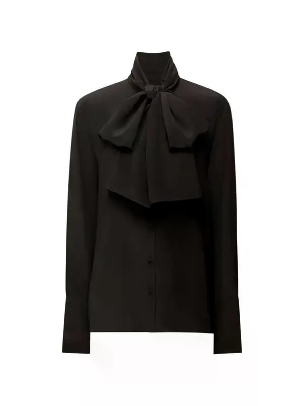 Another Tomorrow Signature Bow Blouse - Black