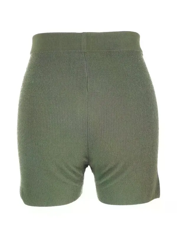Jacquemus Ribbed Knit Shorts With Gold-tone Logo - Green