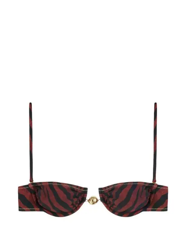 REINA OLGA Hammond Tiger-print Clasp Bikini Top - Red