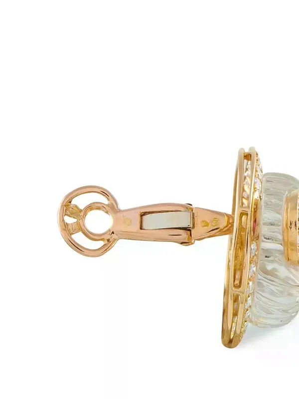 Boucheron 18k Yellow Diamond And Rock Crystal Clip-on Earrings With Ruby And Emerald Accents