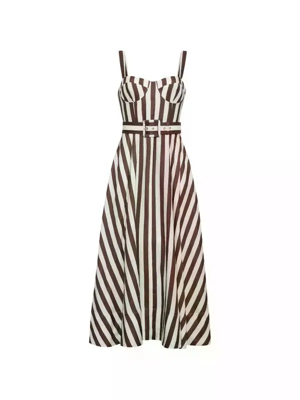 Cara Cara Calypso Striped Bustier Midi Dress - Brown